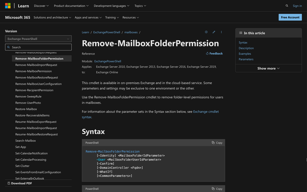 Using Remove Mailboxfolderpermission In Powershell