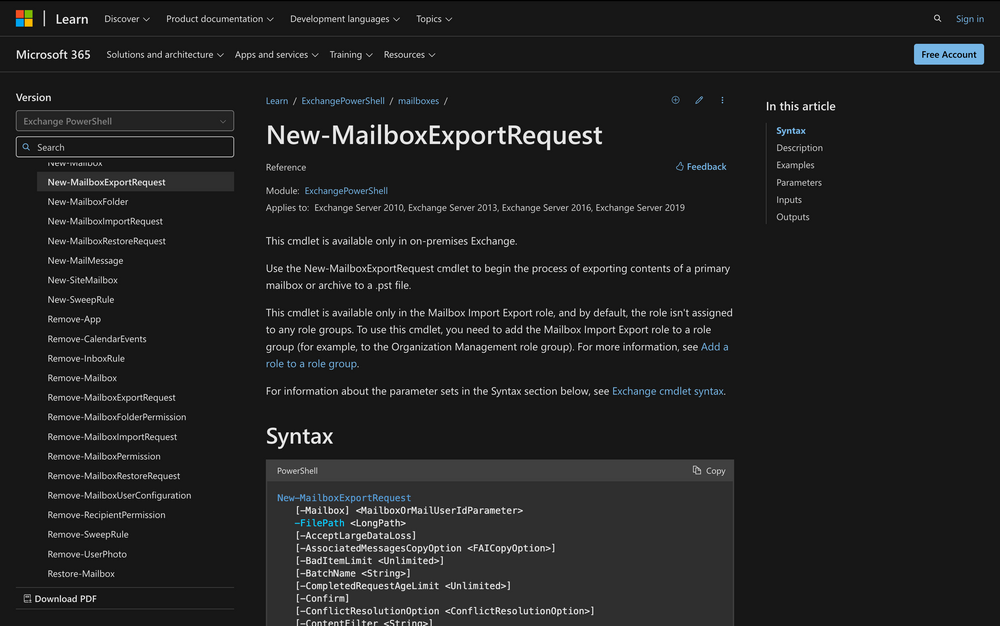 Using New Mailboxexportrequest In Powershell